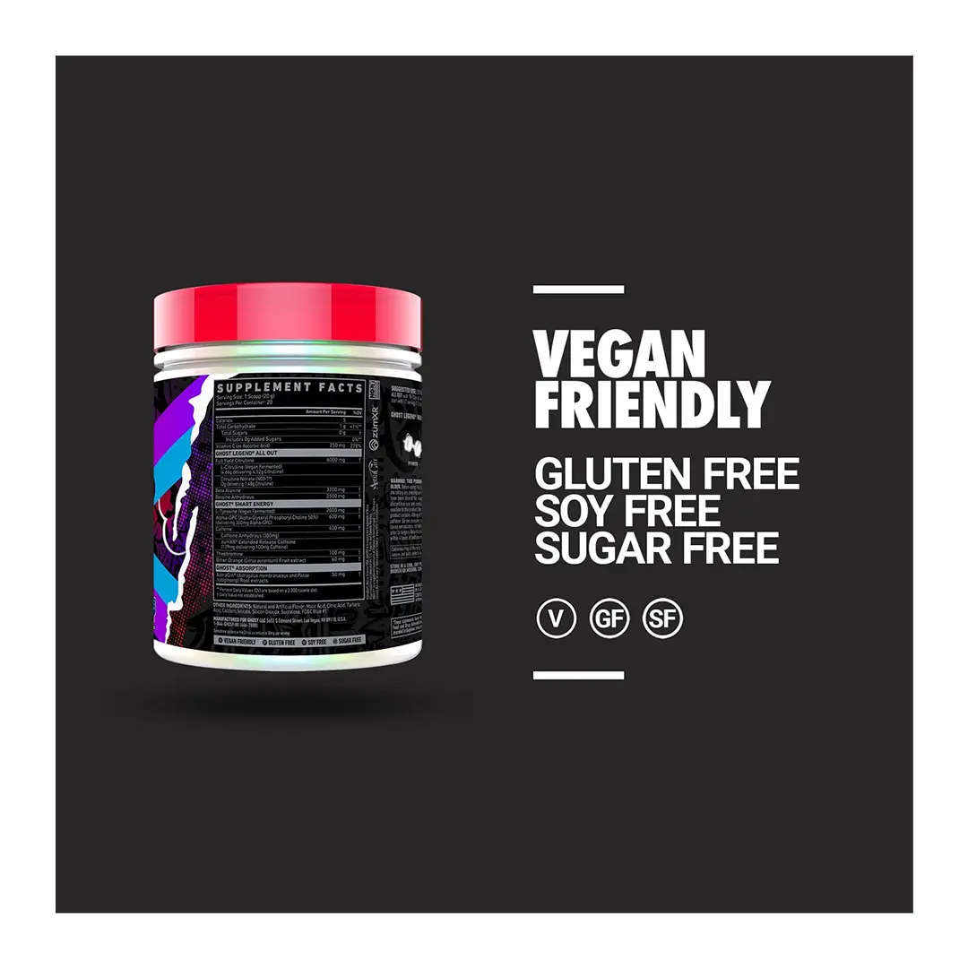 GHOST Legend All Out Pre-Workout Powder, Blue Raspberry