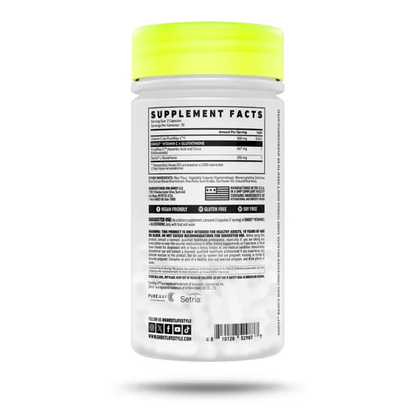 GHOST BASICS VITAMIN C + GLUTATHIONE, 60 Capsules